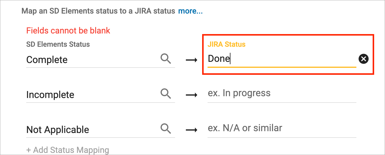 Status Mapping · SD Elements User Guide