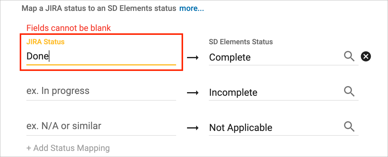 Status Mapping · SD Elements User Guide